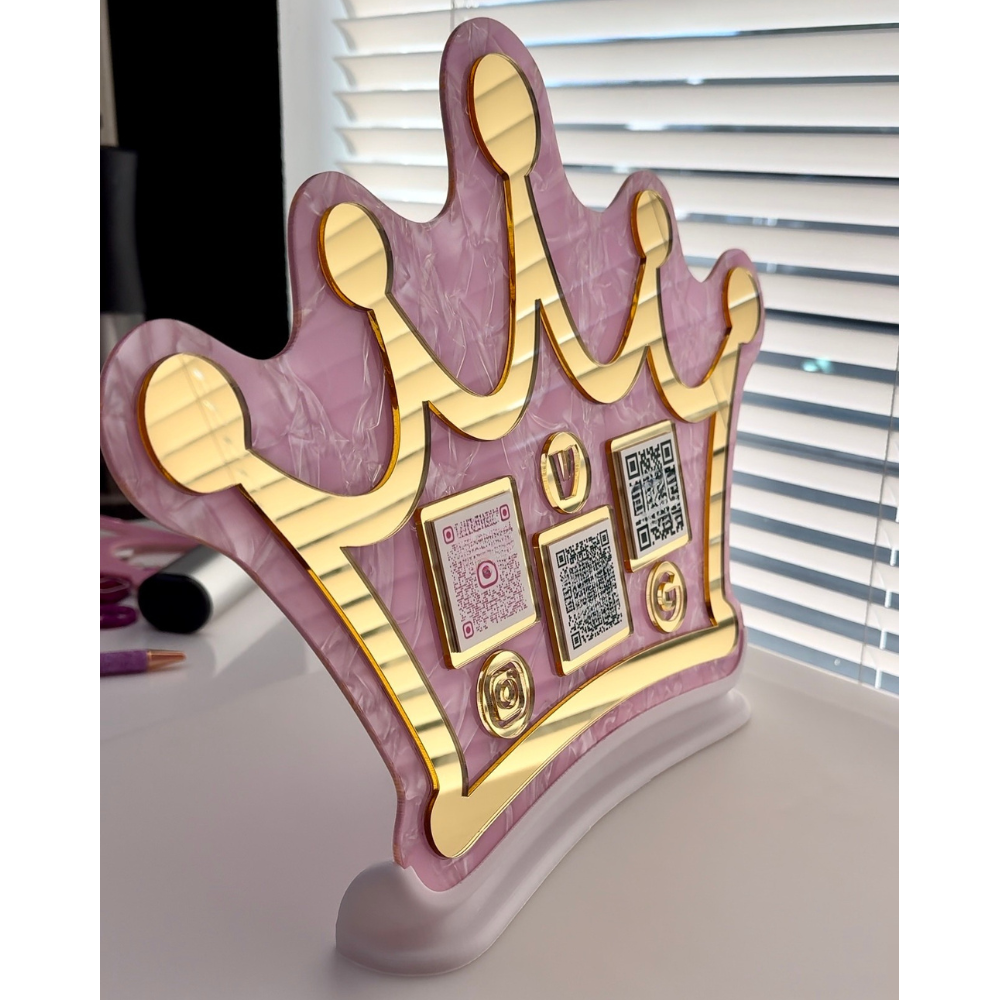 Crown 3 QR code acrylic stand FREE US DELIVERY – Pyahik nameplates